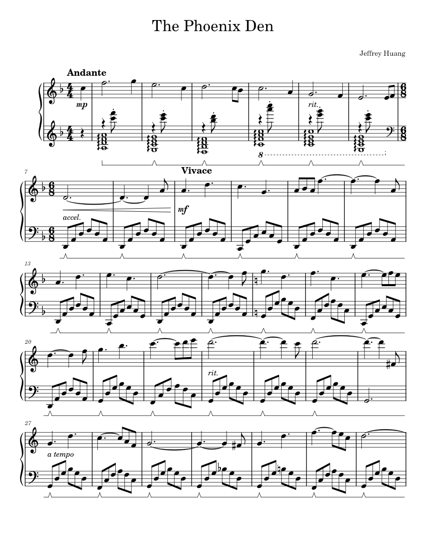 The Phoenix Den Sheet Music for Piano (Solo) | MuseScore.com