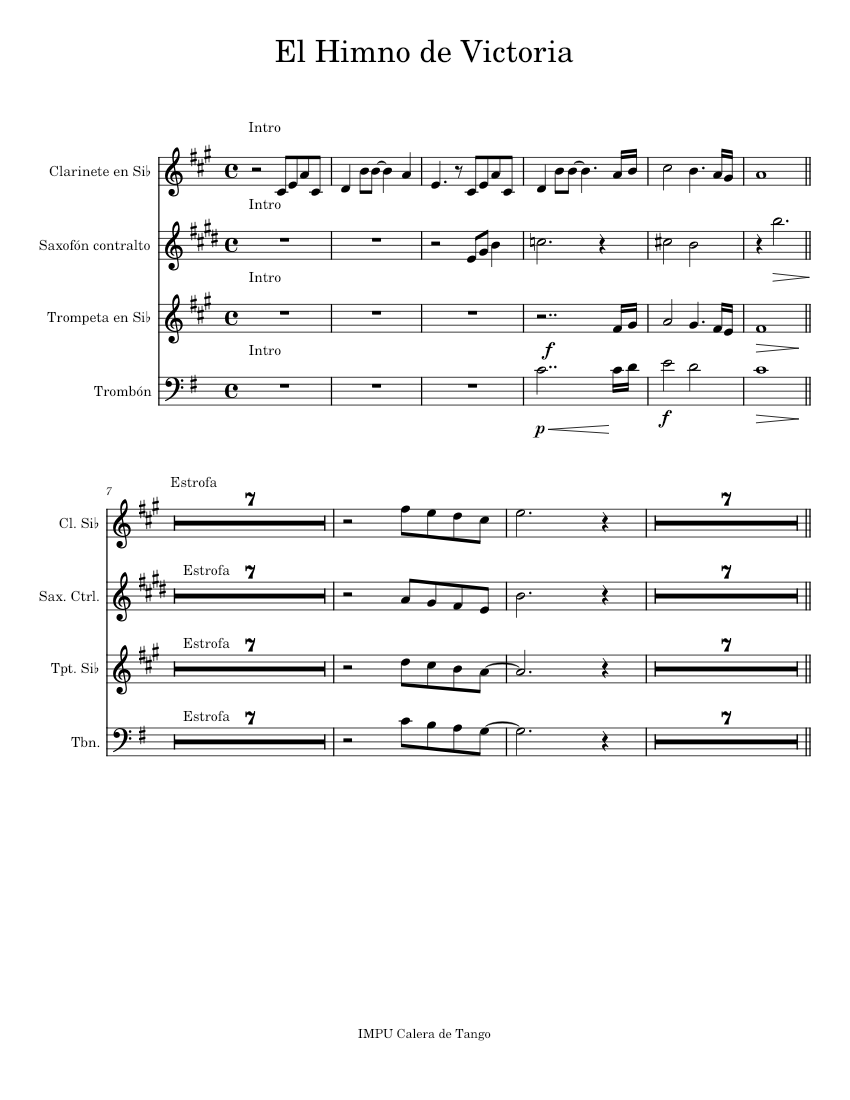 Himno_de_Victoria Sheet music for Trombone, Clarinet in b-flat ...