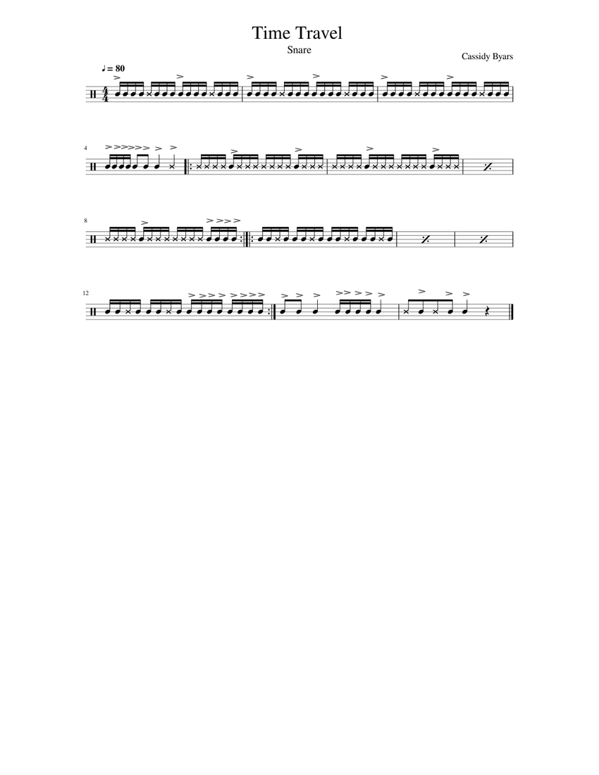 Time Travel Snare Sheet music for Snare drum (Solo) | Musescore.com