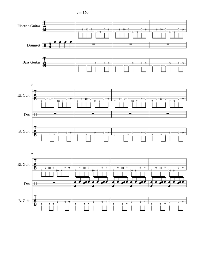 rush Sheet music for Guitar, Bass guitar, Drum group (Mixed Trio ...