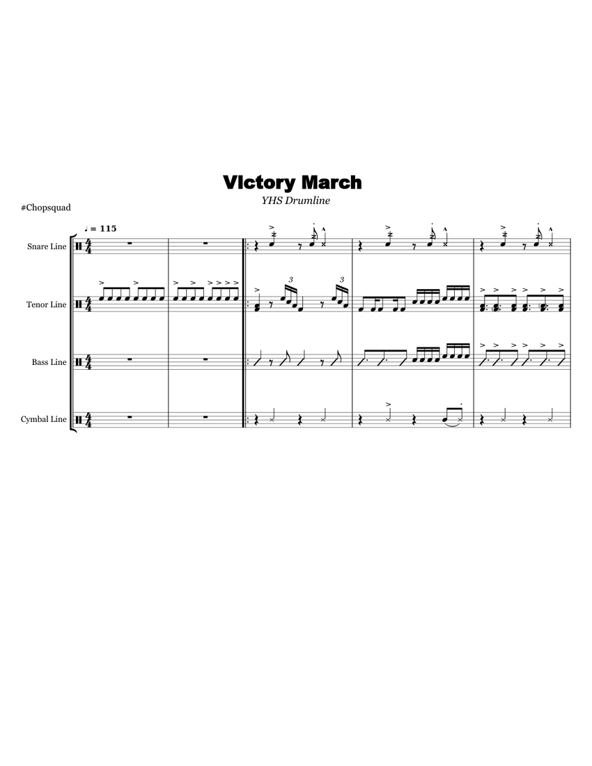 Victory_March Sheet music for Snare drum, Crash, Tenor drum, Bass drum ...