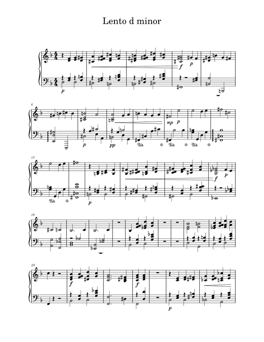 Lento d minor Sheet music for Piano (Solo) | Musescore.com
