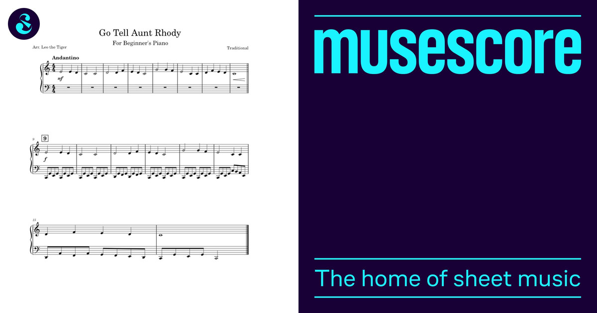 Go Tell Aunt Rhody - Traditional Sheet Music for Piano (Solo) easy ...