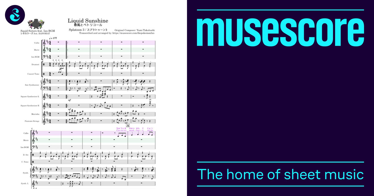 Liquid Sunshine (Squid Sisters feat. Ian BGM) - Splatoon 3 Sheet Music ...