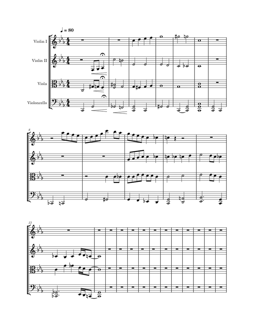 :( sad Sheet music for Violin, Viola, Cello (String Quartet ...