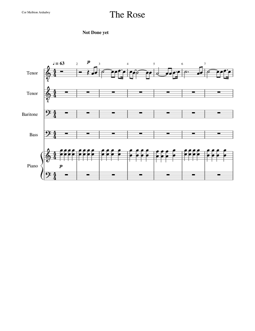 The_Rose Sheet music for Piano, Tenor, Bass voice, Baritone (Mixed ...