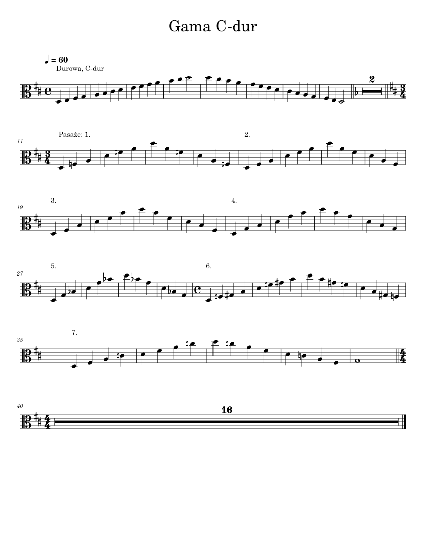 D major scale – Lessons - Scales Gama D-dur i pasaże Sheet music for ...