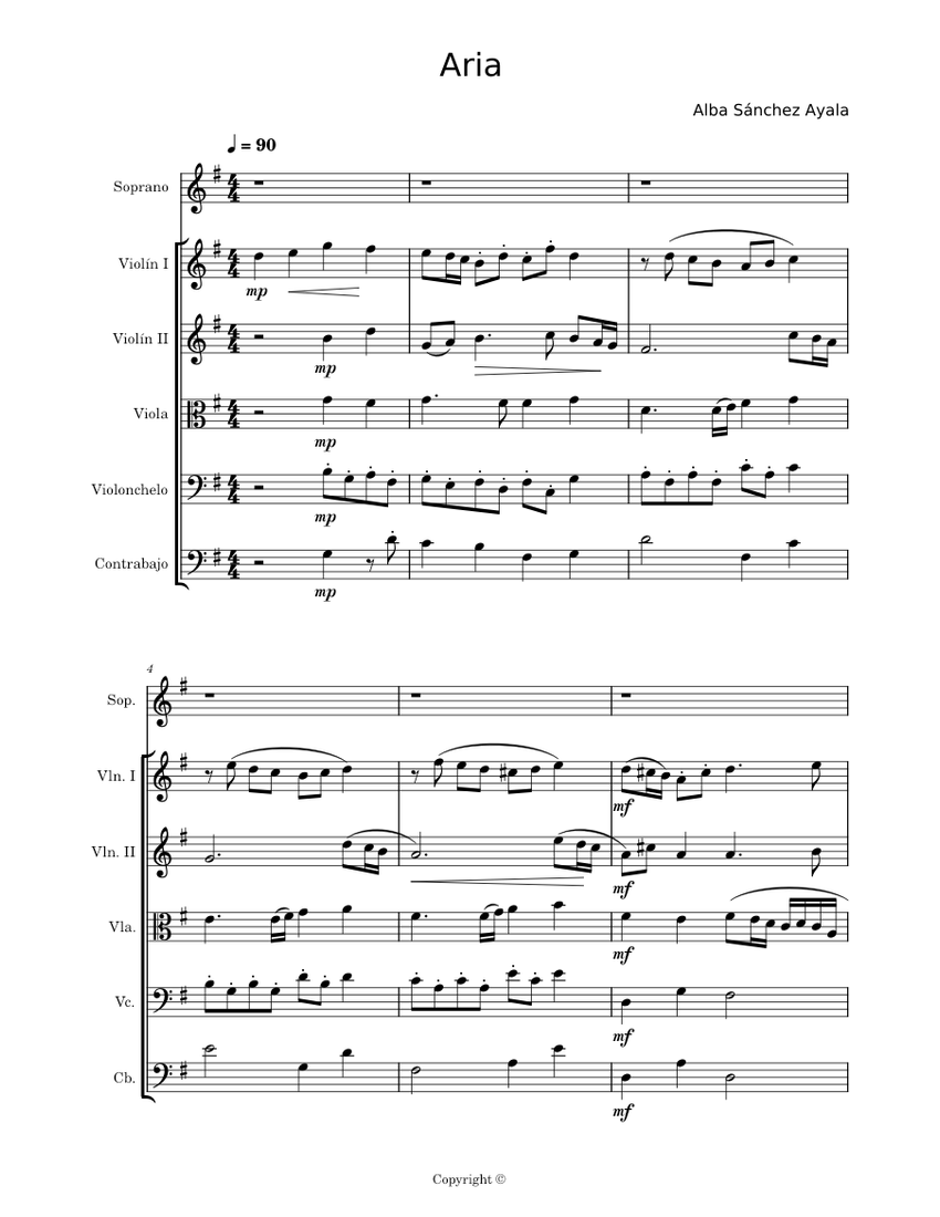Aria Sheet music for Piano, Soprano, Contrabass, Violin & more ...