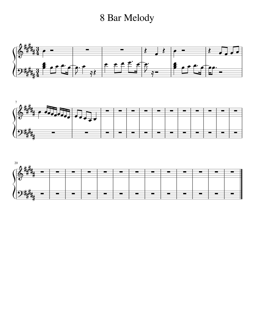 8 Bar Melody Sheet music for Piano (Solo) Easy | Musescore.com