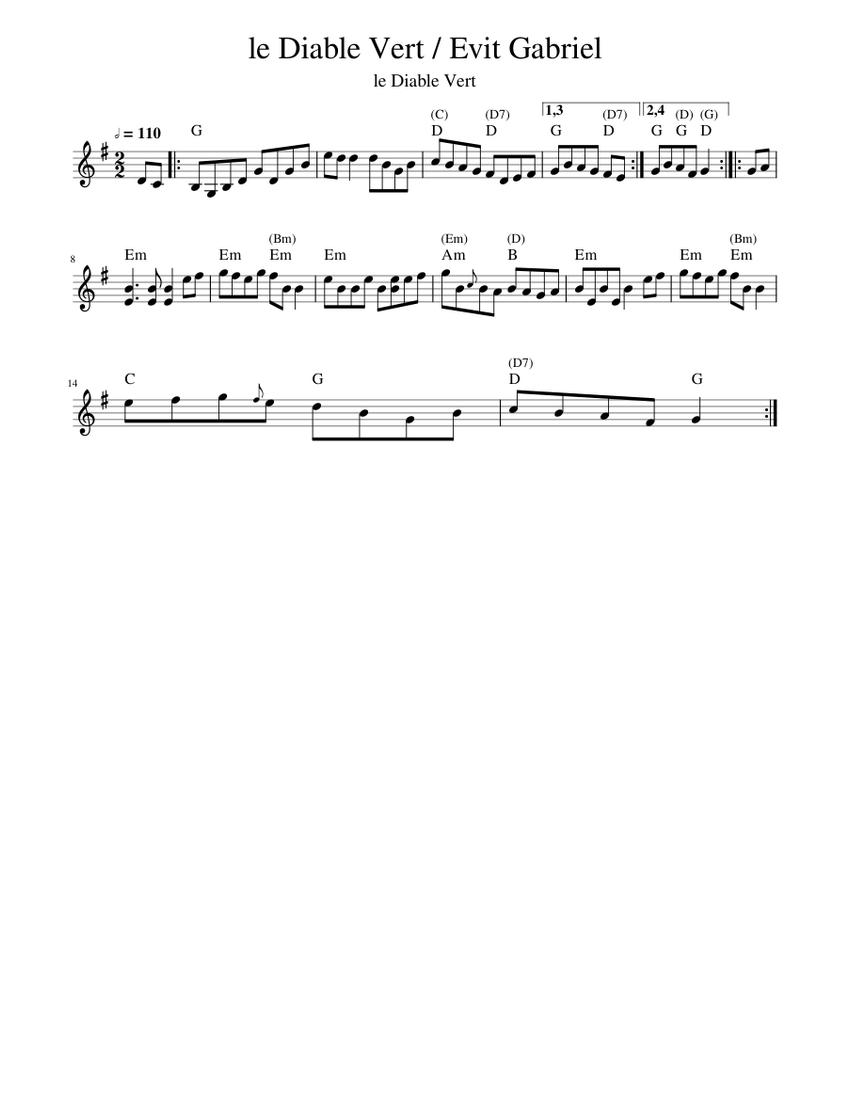 le Diable Vert / Evit Gabriel Sheet music for Piano (Solo) | Musescore.com