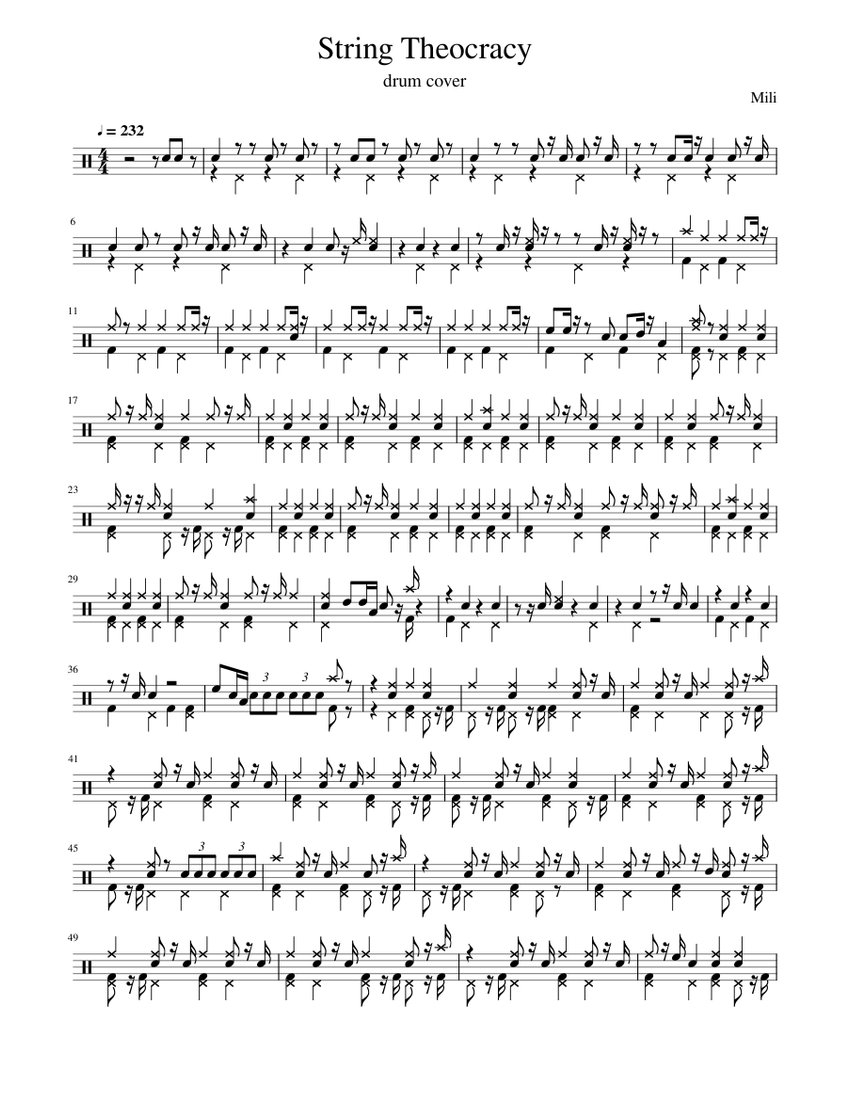 String Theocracy Sheet Music for Drum group (Solo) | MuseScore.com