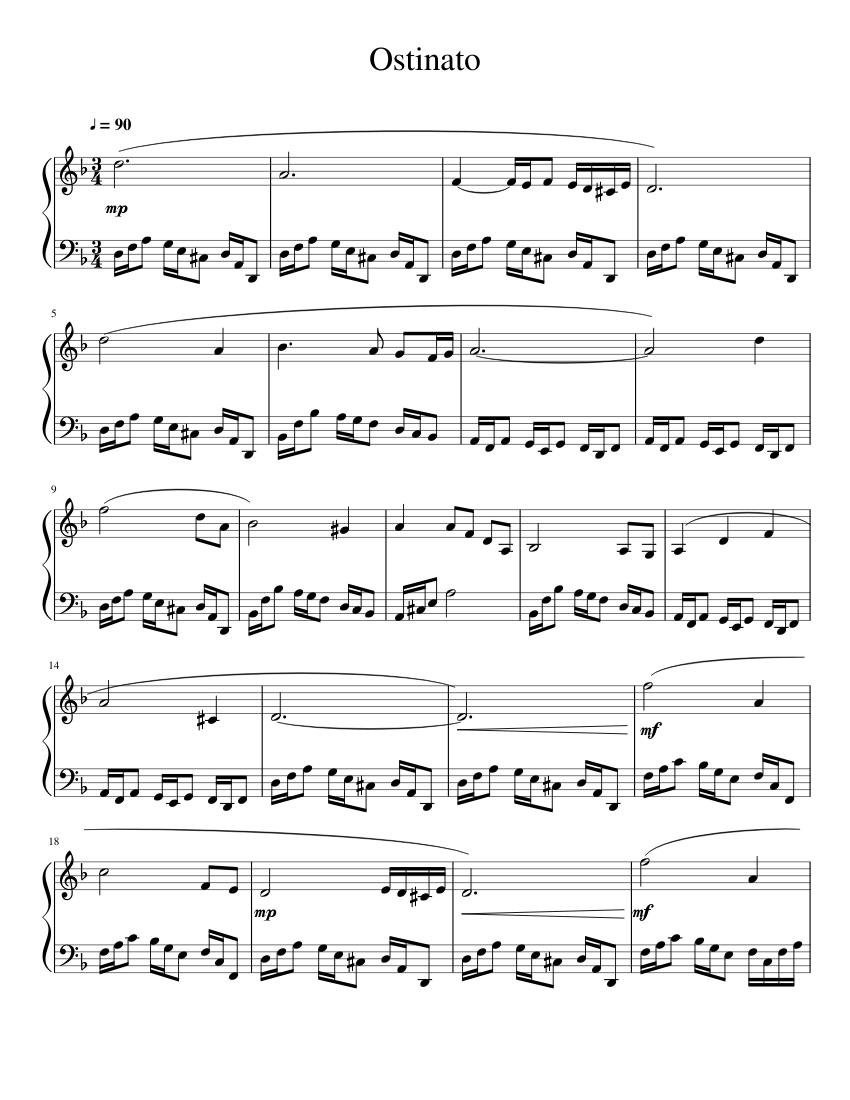 Ostinato Sheet Music for Piano (Solo) | MuseScore.com