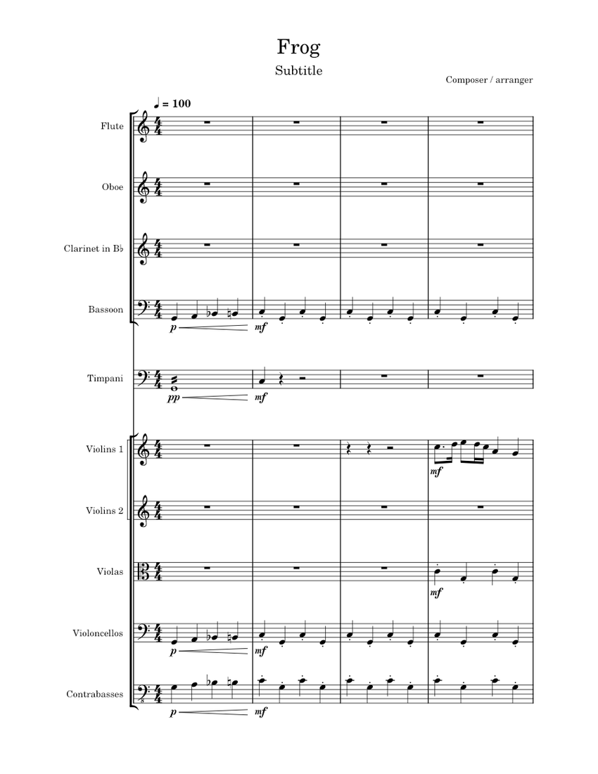 Frog Sheet music for Flute, Oboe, Bassoon, Timpani & more instruments (Symphony Orchestra ...