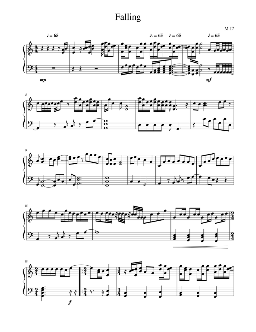 Falling Sheet Music for Piano (Solo) | MuseScore.com