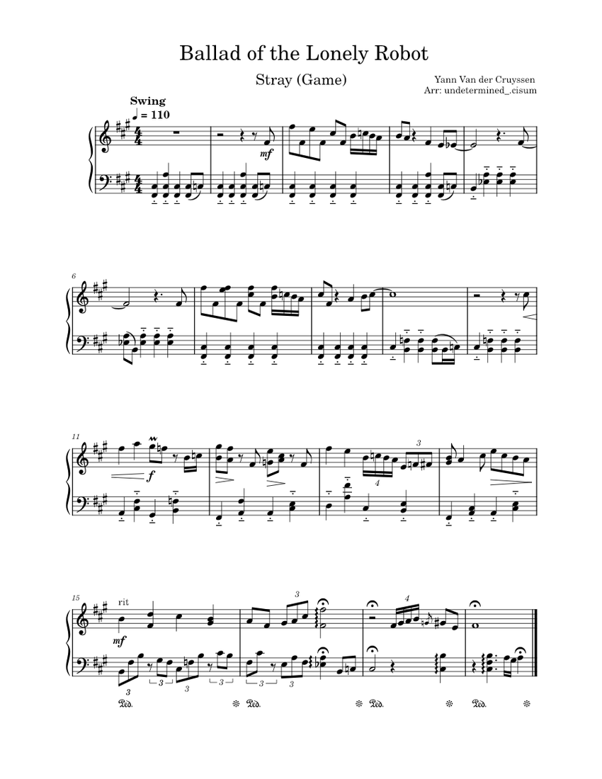 Ballad of the Lonely Robot Sheet music for Piano (Solo) | Musescore.com