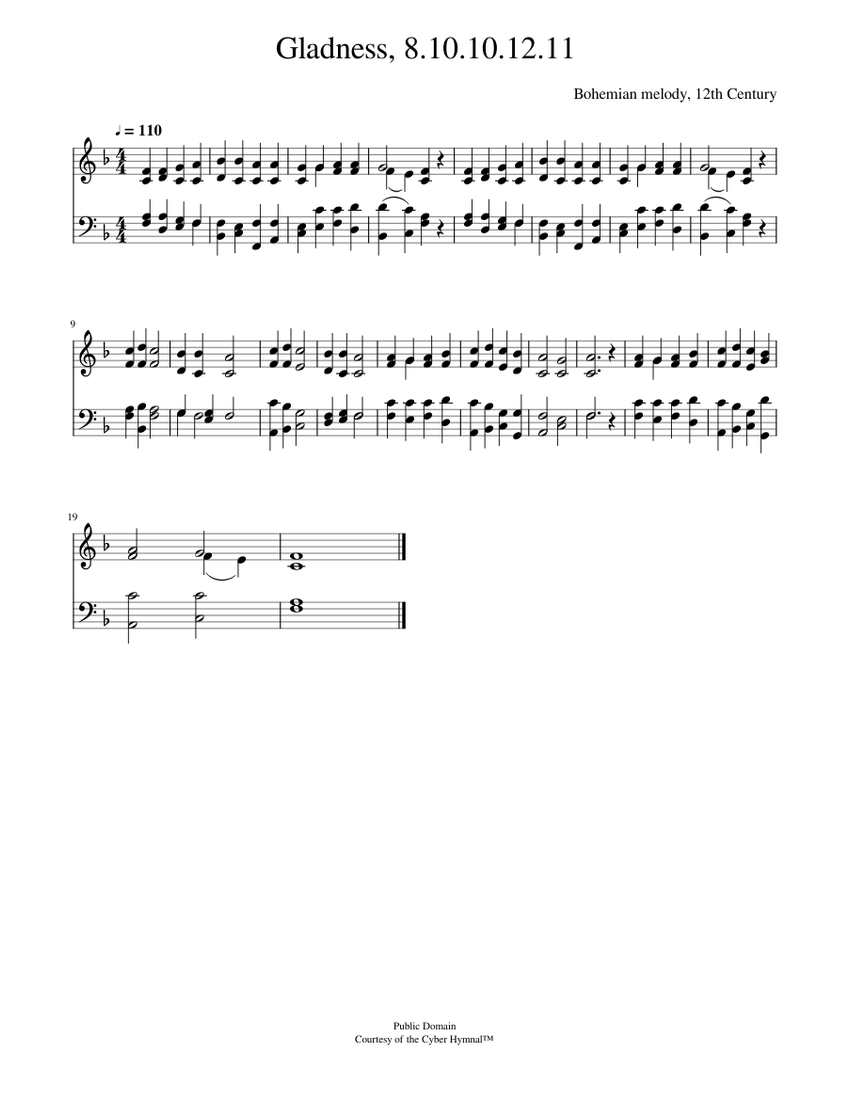 Come rejoicing, praises voicing - Gladness Sheet music for Piano (Piano ...