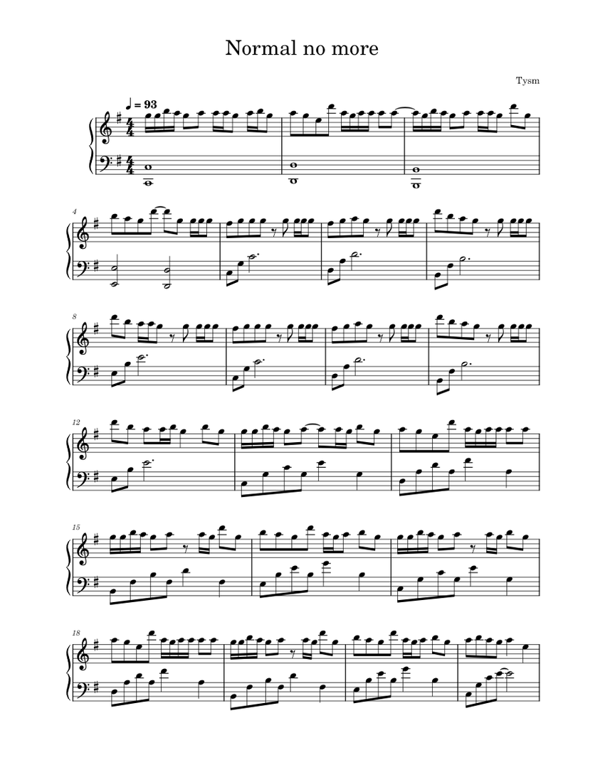 Normal No More – Tysm Normal No More – Tysm Sheet Music for Piano (Solo) easy | MuseScore.com