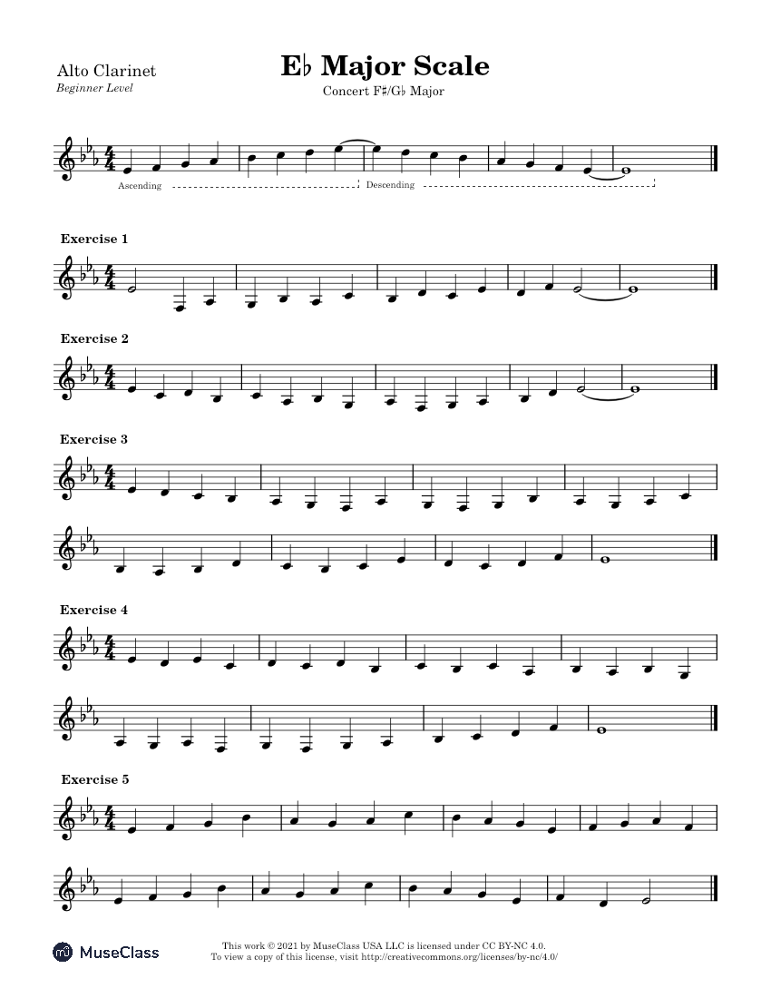 Concert F# Major Scale Exercises-Beginner for Alto Clarinet Sheet music ...