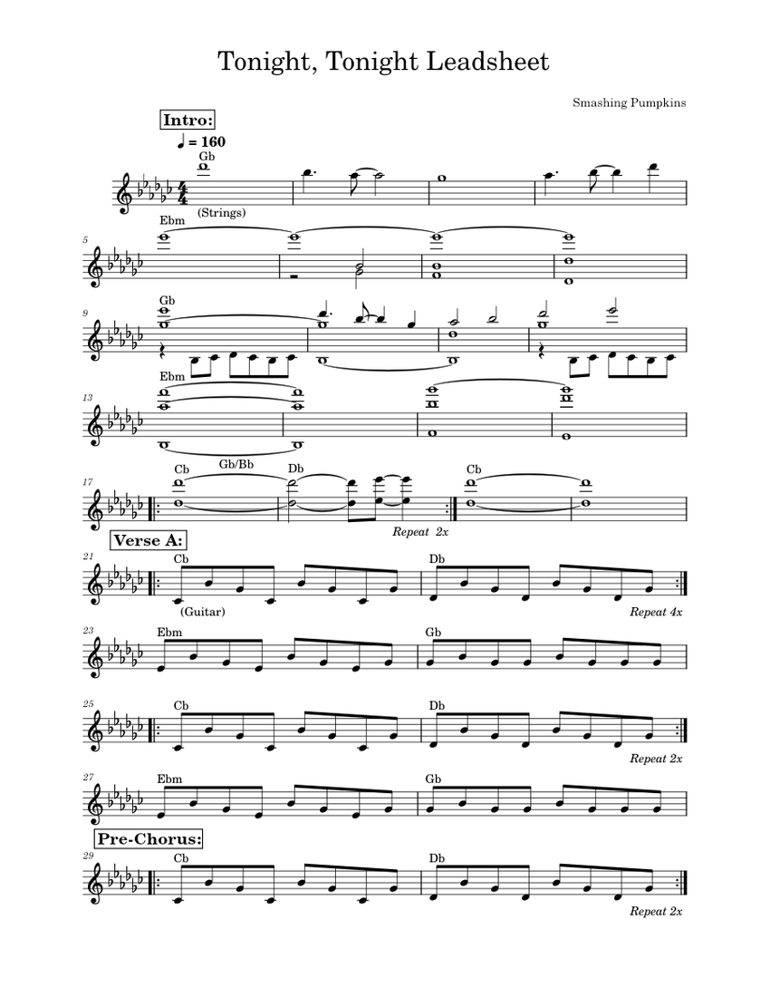 Tonight tonight – The Smashing Pumpkins Sheet music for Piano (Solo ...