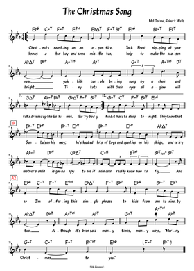The Christmas Song Sheet Music Nat King Cole "The Christmas Song