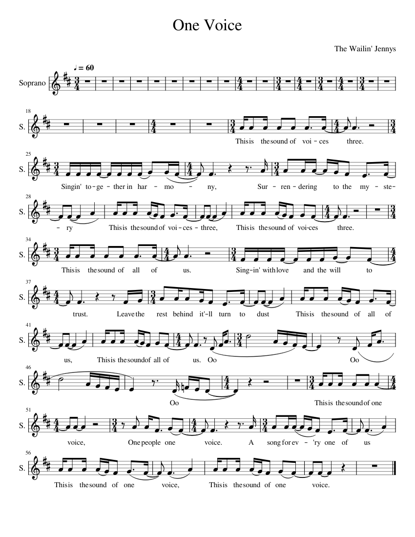 One Voice Soprano (high) part Sheet music for Soprano (Solo ...