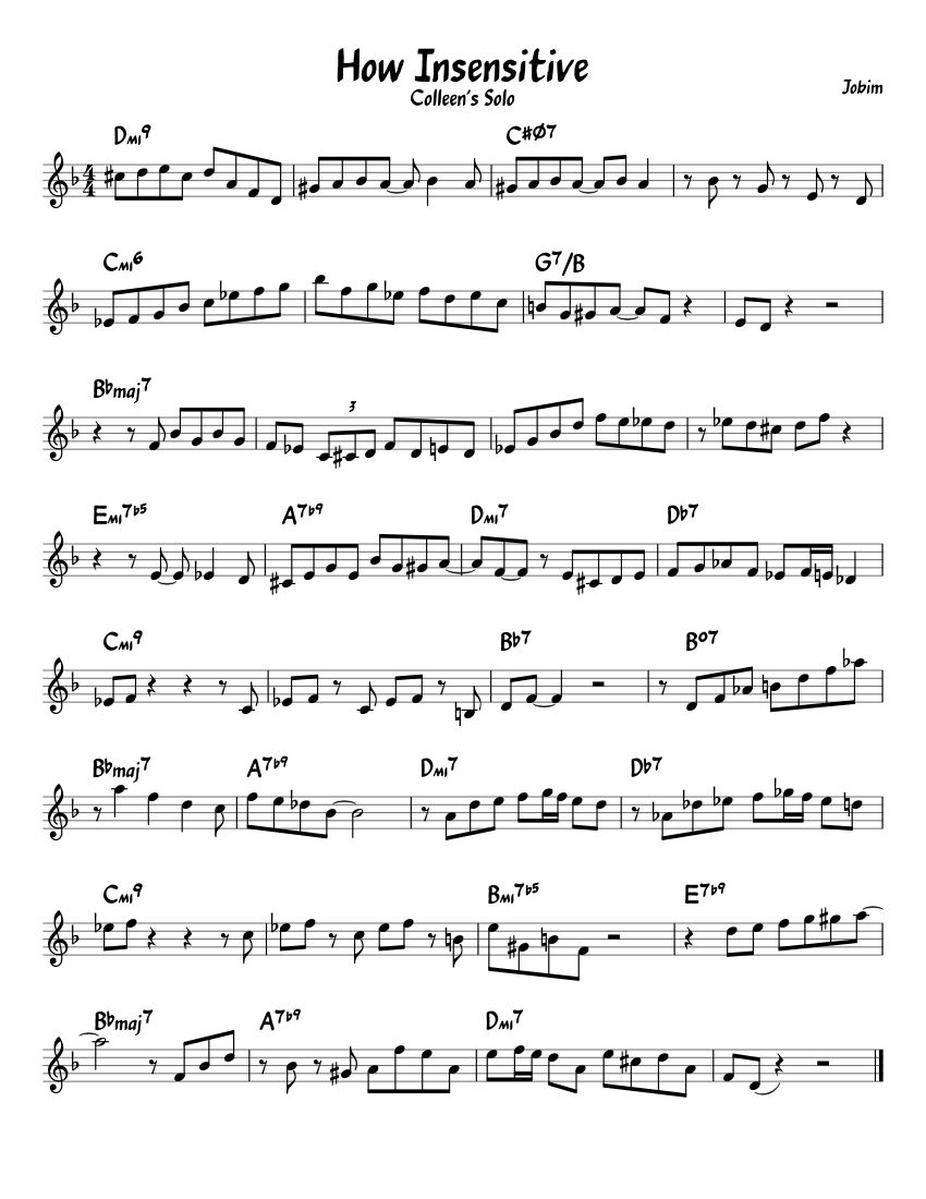 How Insensitive Sheet music for Piano (Solo) Easy | Musescore.com