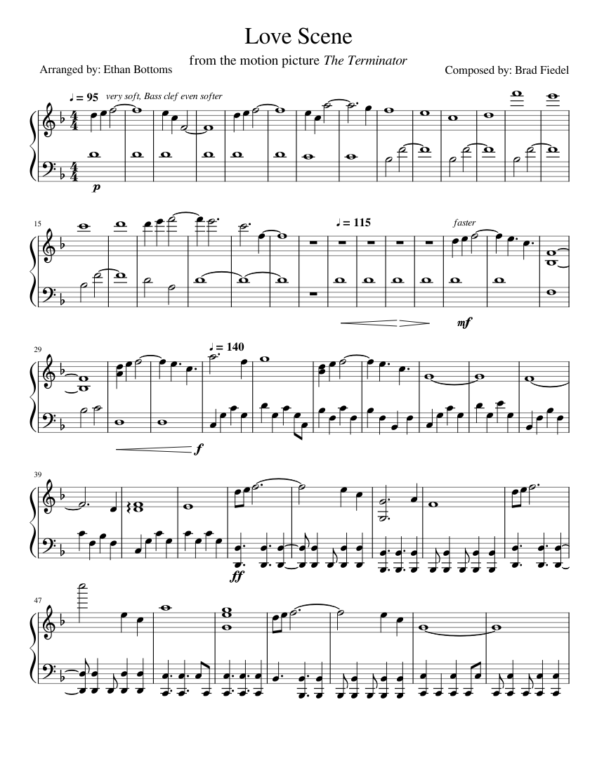 "Love Scene" from The Terminator Sheet Music for Piano (Solo) easy ...
