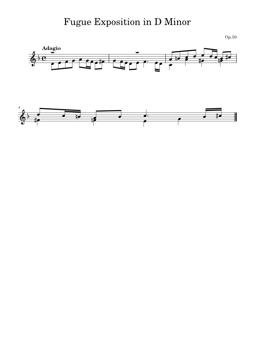 Fugue Exposition in D Minor - Op.50 (Feedback needed) Sheet Music for ...