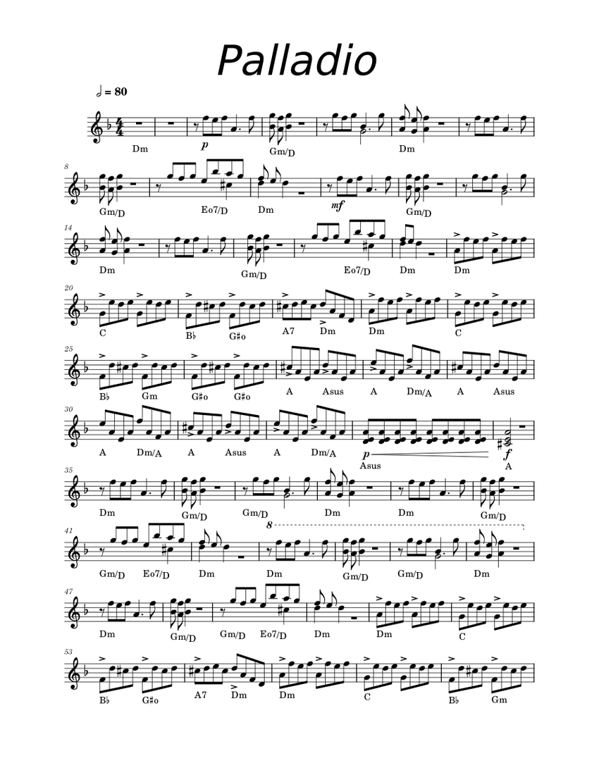 Palladio – Karl Jenkins Sheet Music with Chords for Piano (Solo) easy ...