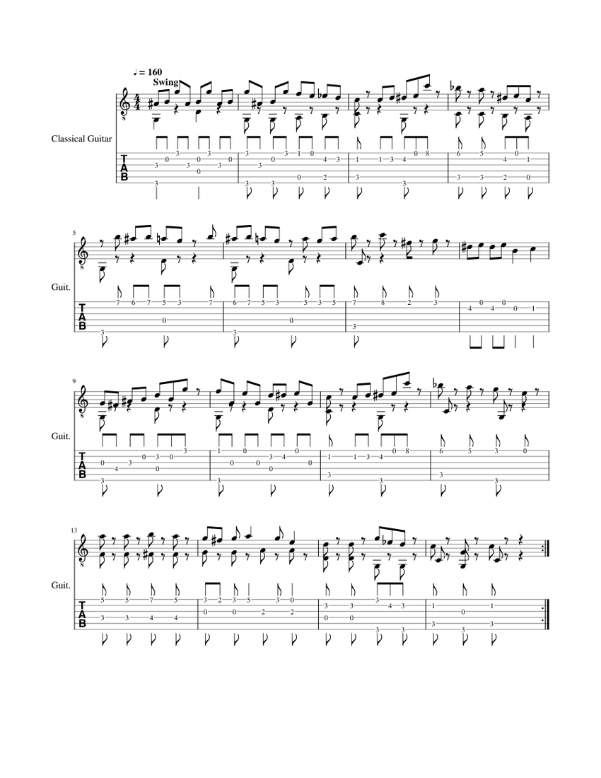 Earthbound Drug Store Theme Guitar Tab Sheet music for Guitar (Solo ...