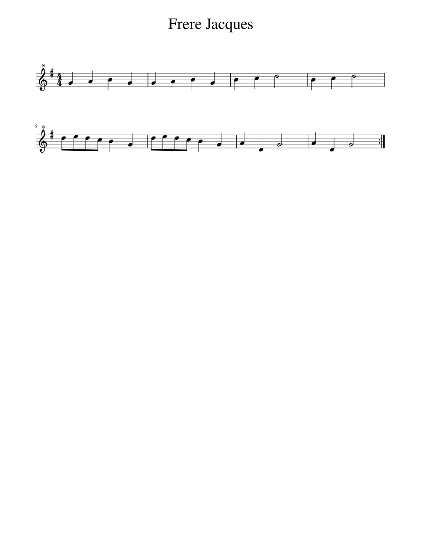 Frere Jacques Sheet Music for Recorder (Solo) | MuseScore.com