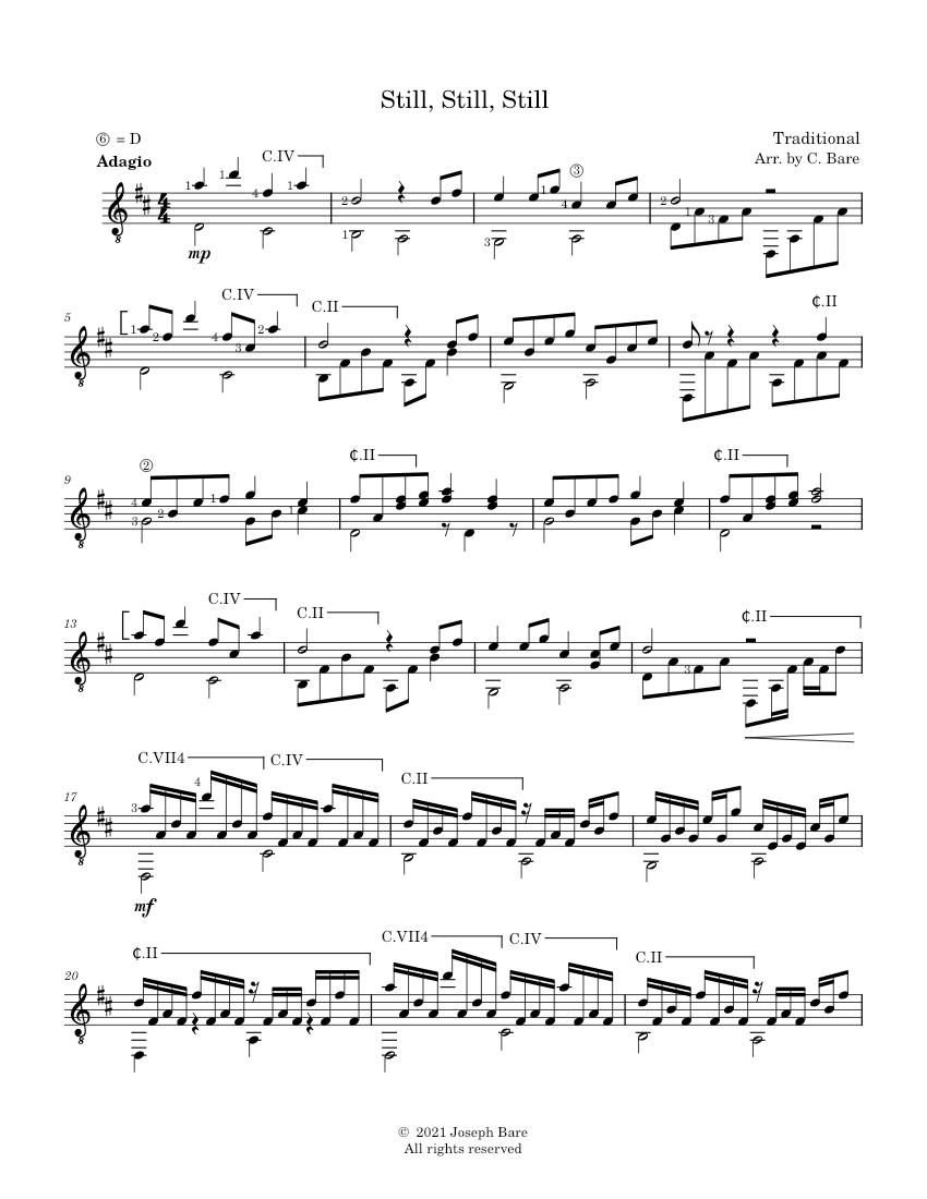 Still, Still, Still Sheet Music with Chords for Guitar (Solo ...
