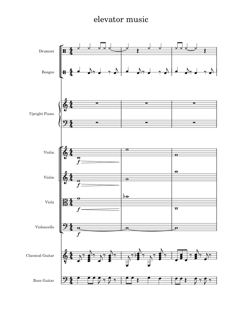 elevator music Sheet Music for Piano, Violin, Viola, Cello & more ...