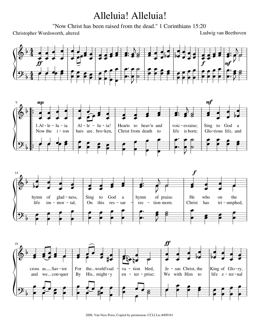 Alleluia! Alleluia! Sheet Music for Piano (SATB) Easy | MuseScore.com