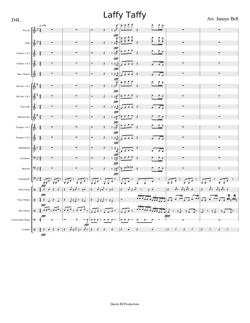 Laffy Taffy- D4L Sheet music for Trombone, Tuba, Flute piccolo, Flute ...