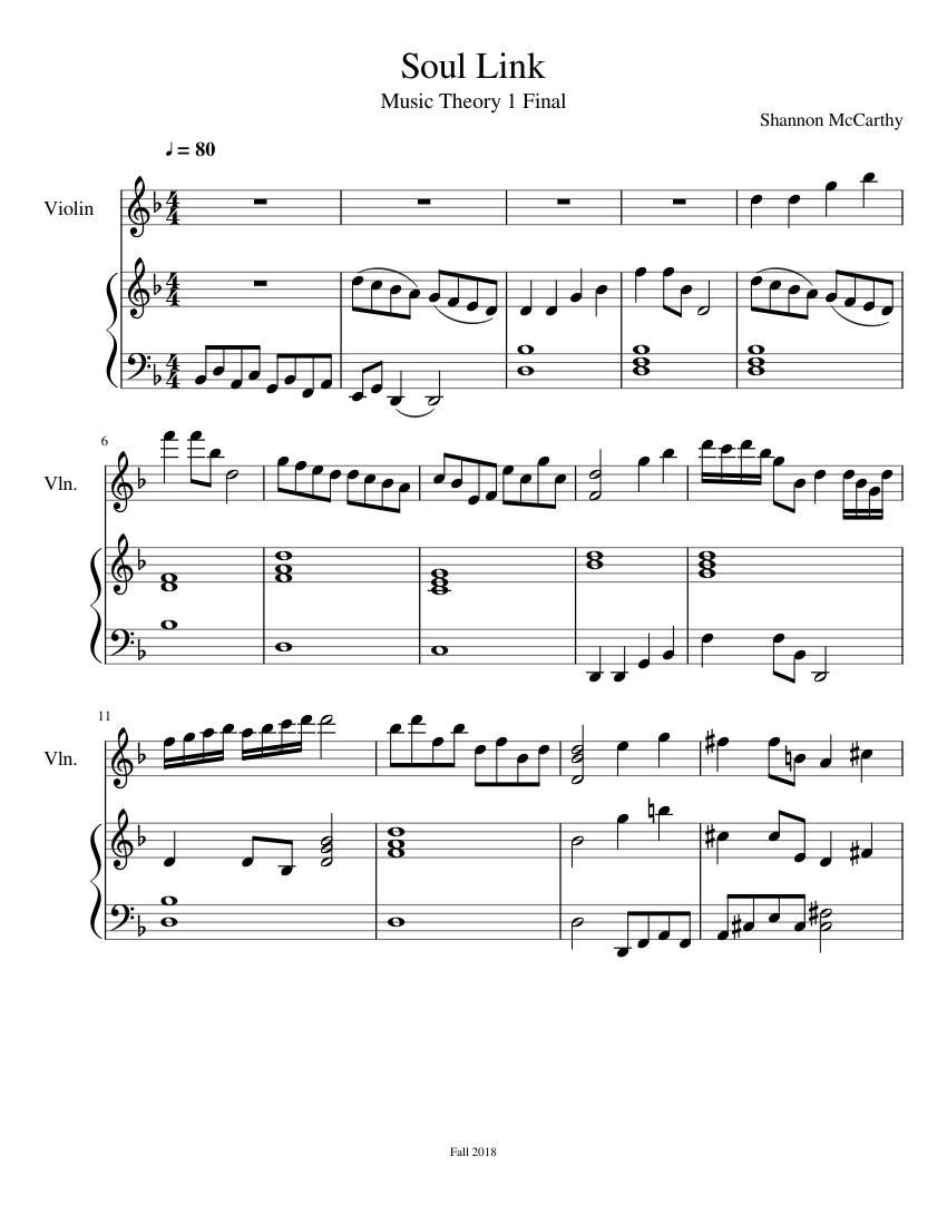 Soul Link Sheet music for Piano, Violin (Mixed Duet) | Musescore.com