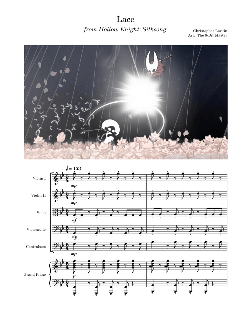 Lace – Christopher Larkin | String Orchestra + Piano Sheet Music for Piano, Contrabass, Violin ...