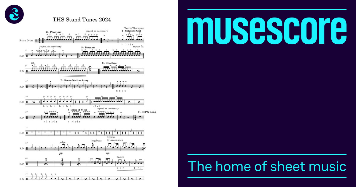 THS Stand Tunes 2024 - Snare Sheet music for Trumpet other (Brass Duet ...