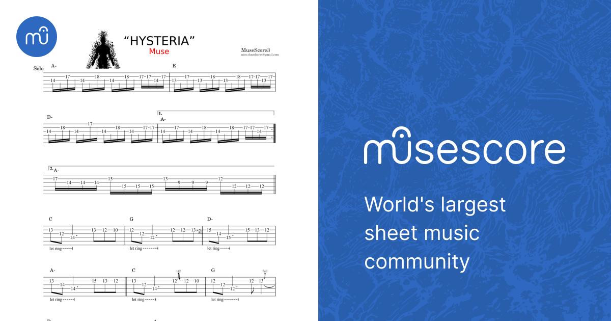 Hysteria – Muse Hysteria Solo – Muse Sheet Music and Tab with Chords ...