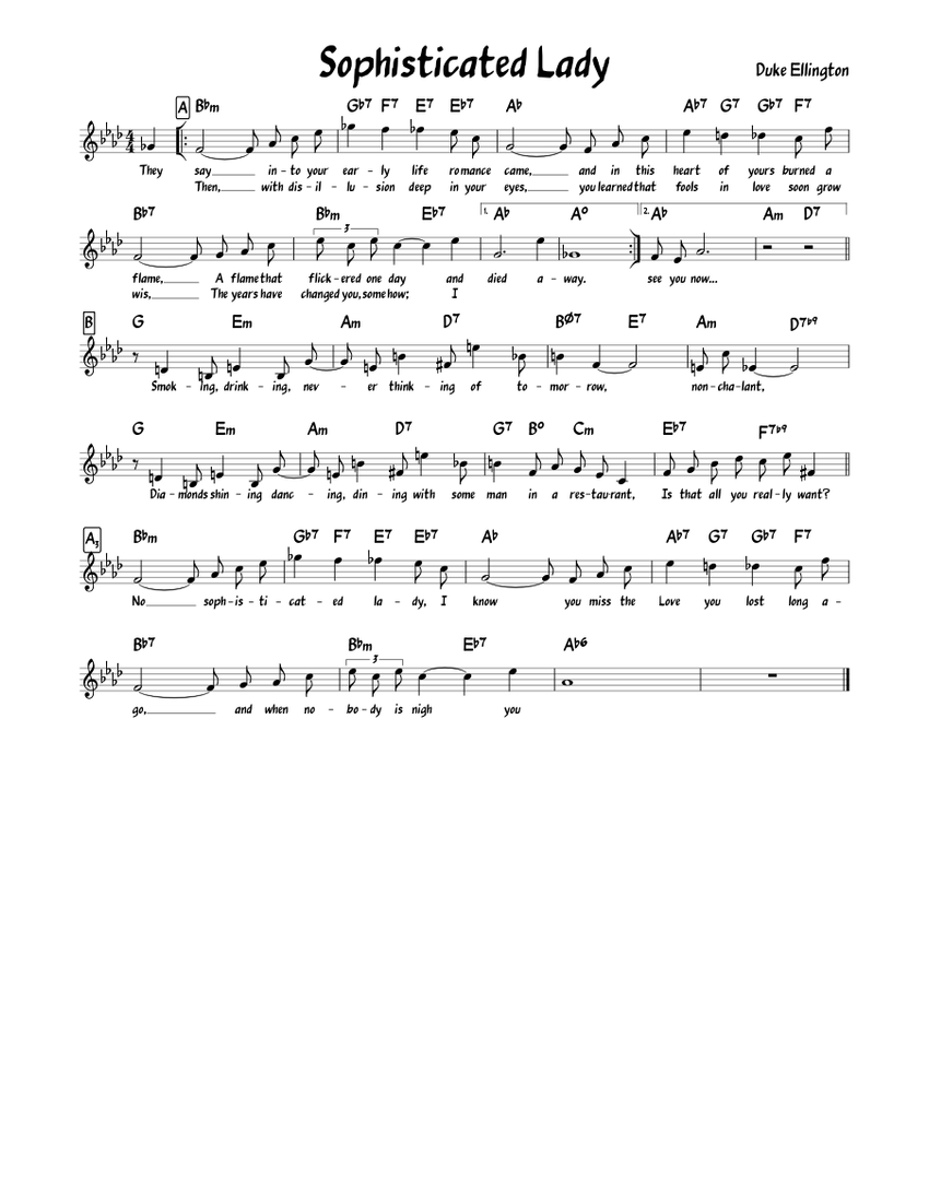 Sophisticated Lady Sheet music for Piano (Solo) | Musescore.com