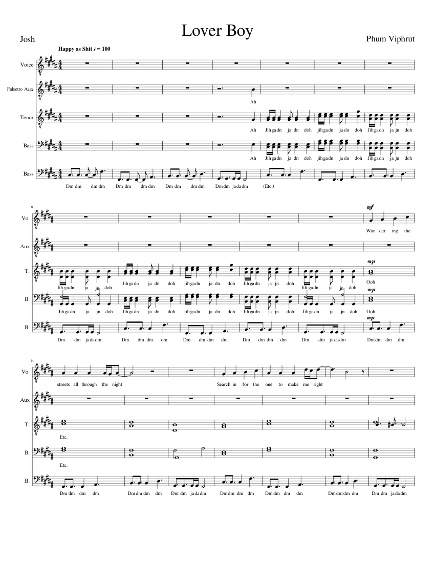 Lover Boy Sheet Music for Tenor, Bass voice, Vocals (Choral ...