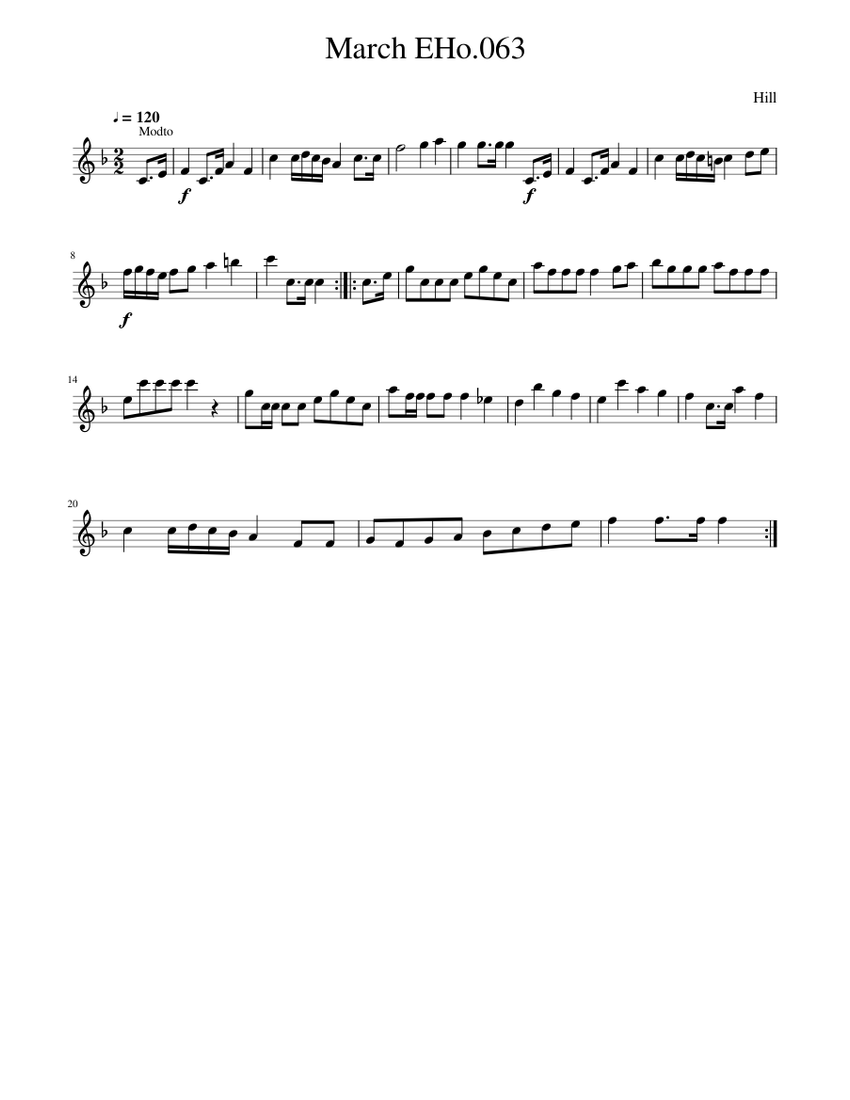 Hill - March EHo.063 Sheet music for Piano (Solo) | Musescore.com