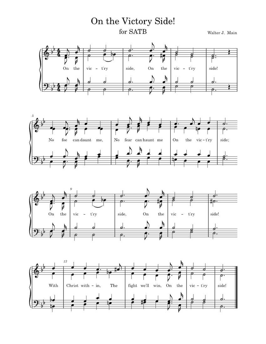 [SATB] On the Victory Side! – Walter J. Main Sheet Music for Piano ...