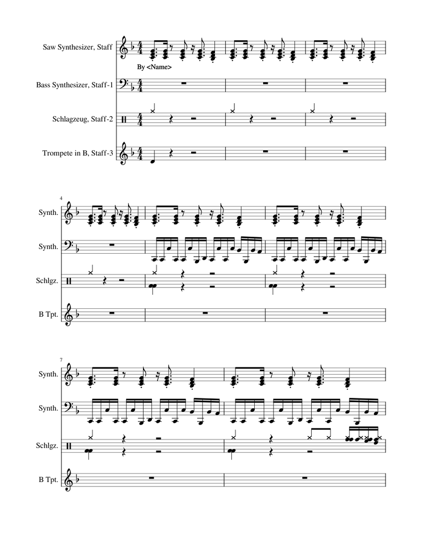 Skydive – openTTD Sheet music for Trumpet in b-flat, Bass guitar, Drum group, Synthesizer (Mixed ...