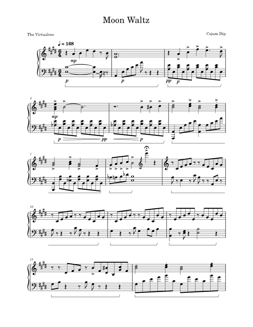 Waltz in E-major, Op. 15 "Moon Waltz" – Cojum Dip Moon Waltz Sheet ...