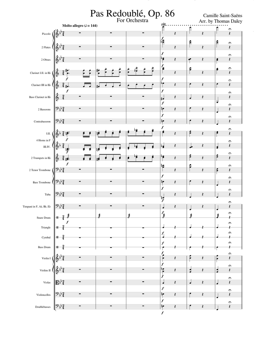 (Saint-Saëns) Pas Redoublé, Op. 86- Arranged for Orchestra (New ...