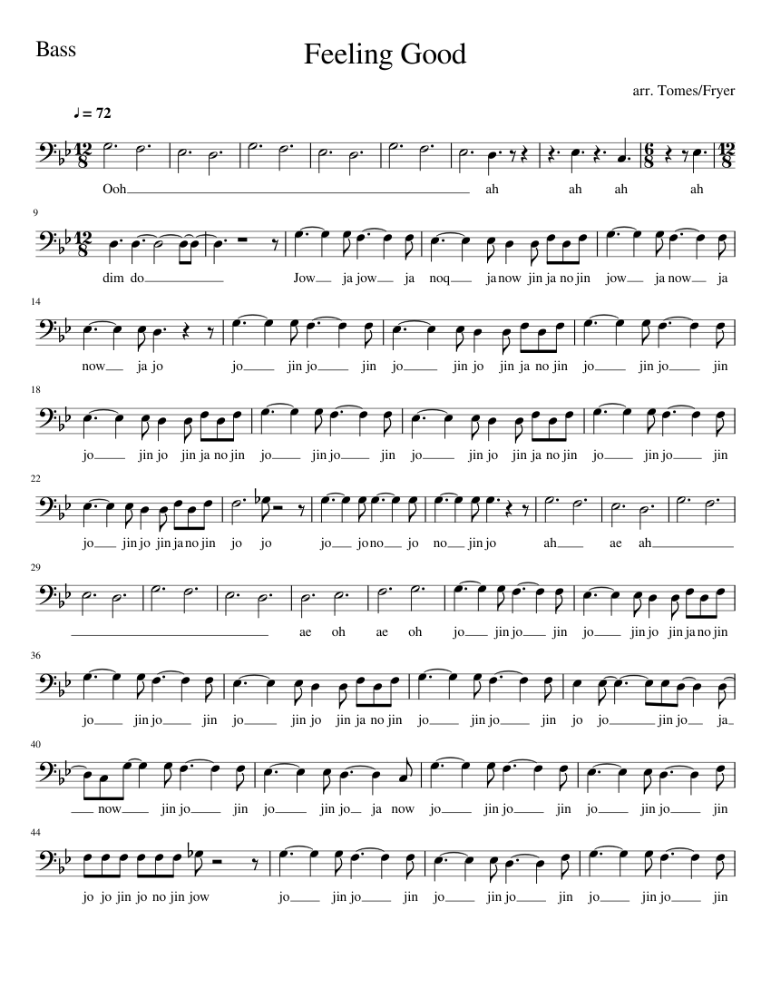 Feeling Good Bass Sheet music for Bass voice (Solo) | Musescore.com