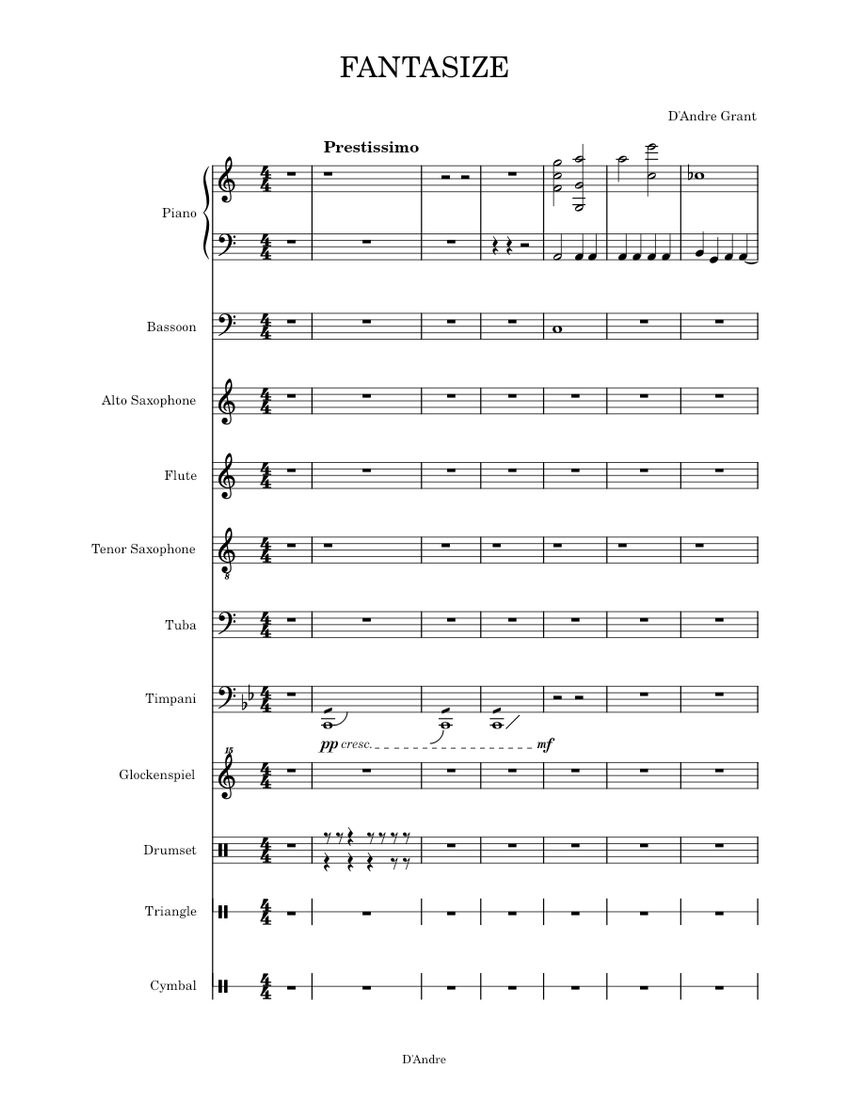 FANTASIZE Sheet music for Piano, Tuba, Flute, Bassoon & more ...