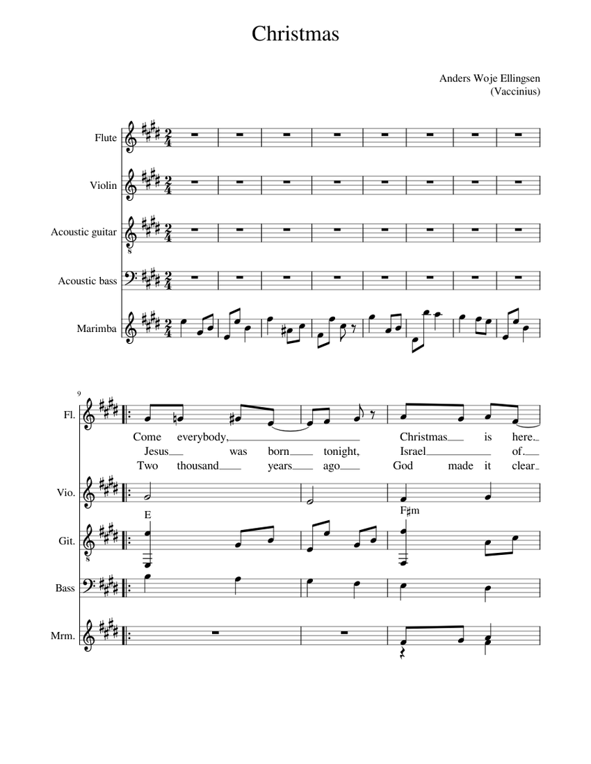Christmas Sheet Music for Flute, Violin, Guitar, Bass guitar & more ...