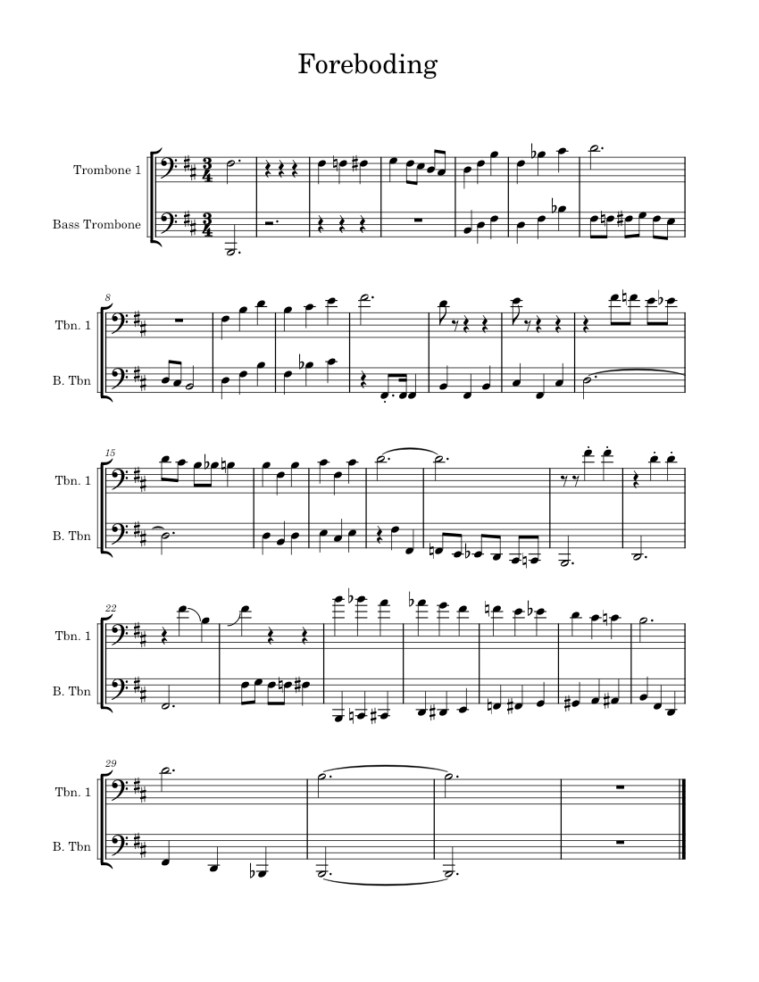 Foreboding Sheet music for Trombone (Brass Duet) | Musescore.com